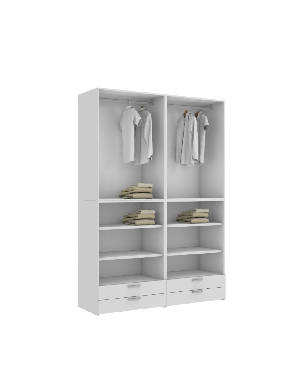 L.180 H.257,8 - Armario con puertas batientes con estantes, cajones y ...