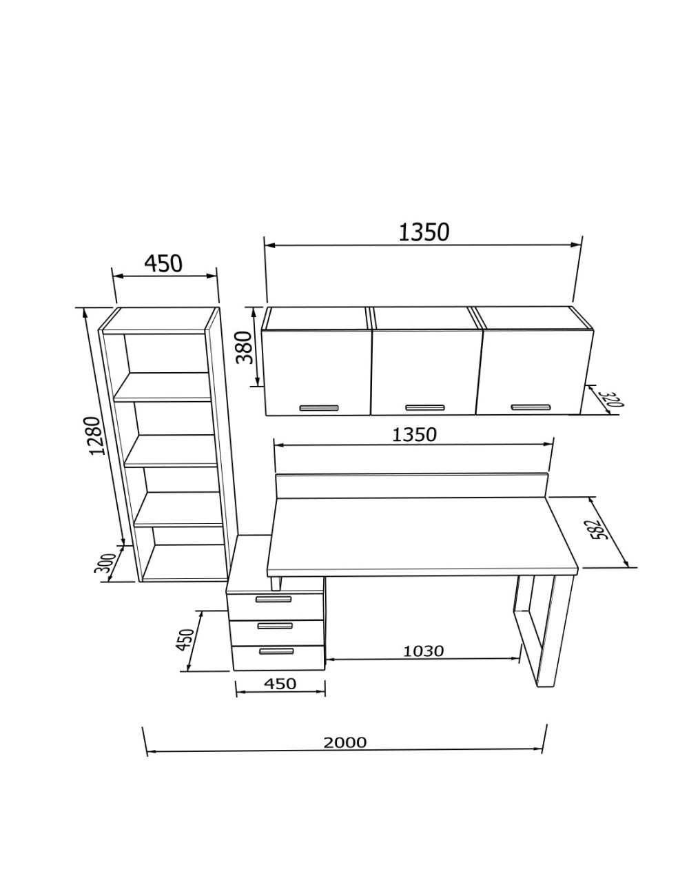 Angolo studio design con libreria e cassettiera