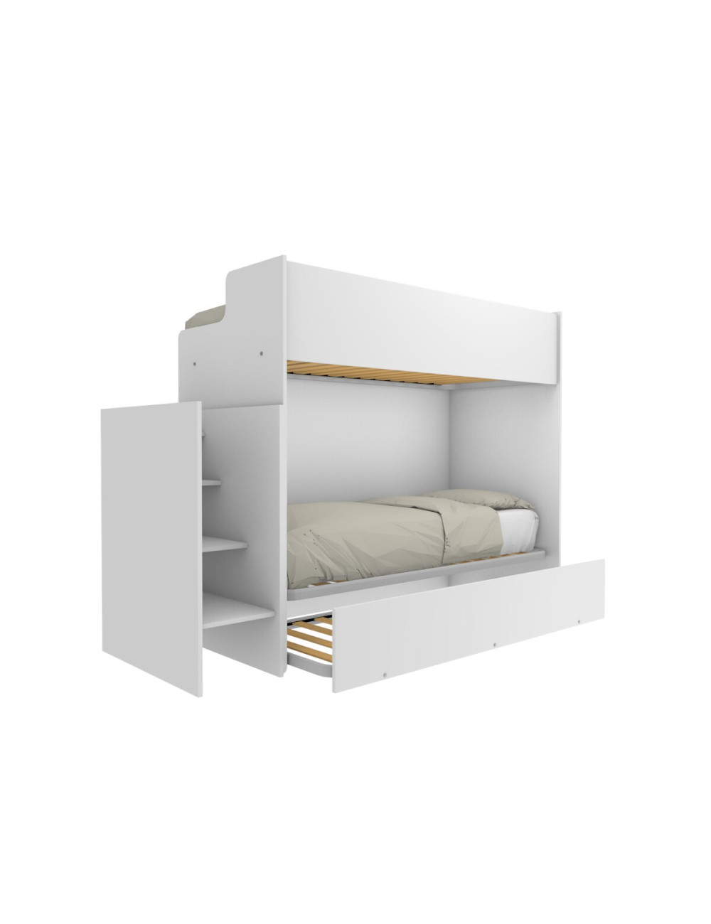 Litera minimalista con tercera cama plegable
